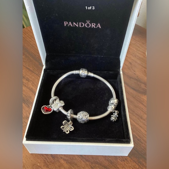 Pandora | Jewelry | Pandora Sterling Silver Snake Chain Bracelet W 7 ...